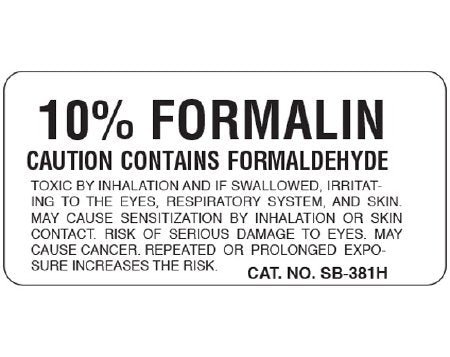 Shamrock - Pre-Printed Label Laboratory Use White Paper "10% FORMALIN ...