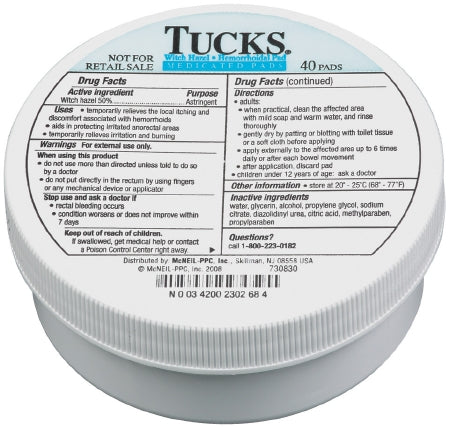 Tucks - Hemorrhoid Relief Pad 40 per Box - 714140 — Serfinity Medical