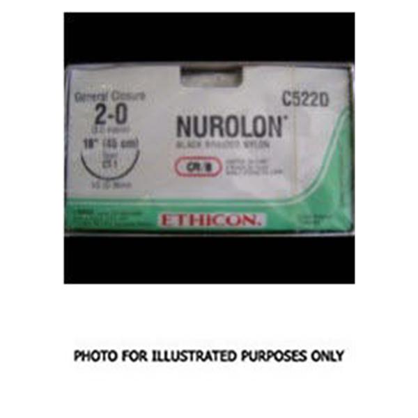 Ethicon Inc,a J & J Company Suture 2-0 Nylon Mo-6 Nurolon Black 8X18 ...