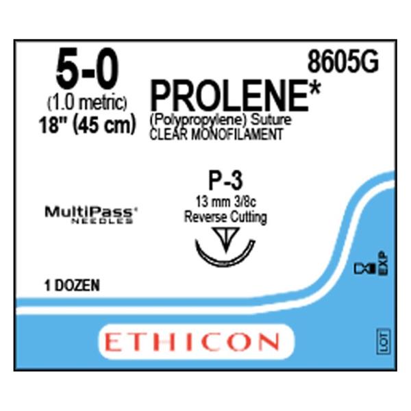 Ethicon Inc,a J & J Company Suture 5-0 Polypropylene P-3 Prolene Undye ...