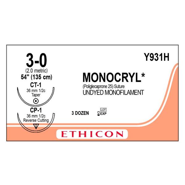 Ethicon Inc,a J & J Company Suture 3-0 Poliglecaprone 25 Ct-1 Monocryl ...