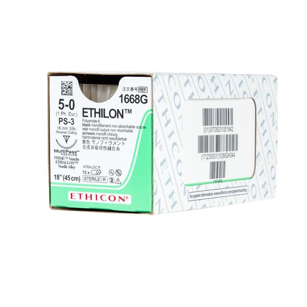 Ethicon Inc,a J & J Company Suture 5-0 Nylon Ps-3 Ethilon Black 18" Mo ...