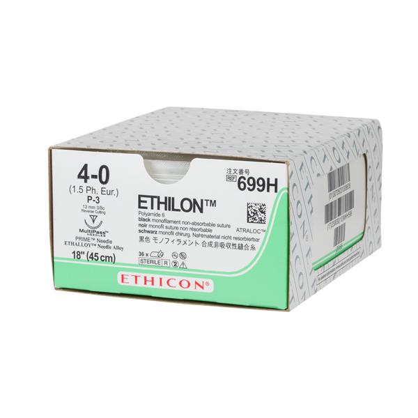 Ethicon Inc,a J & J Company Suture 4-0 Nylon P-3 Ethilon Black 18" Mon ...