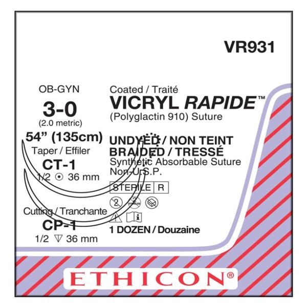 Ethicon Inc,a J & J Company Suture 3-0 Pg910 Cp-1/Ct-1 Vicryl Rapide U — Serfinity Medical