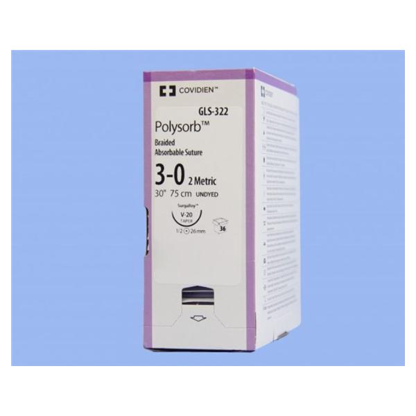 Medtronic MITG-Covidien Suture 3-0 Polyester V-20 Polysorb Undyed 30 ...