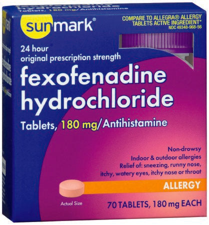 McKesson sunmark Allergy Relief 180 mg Strength Tablet 70 per Box - 49 ...